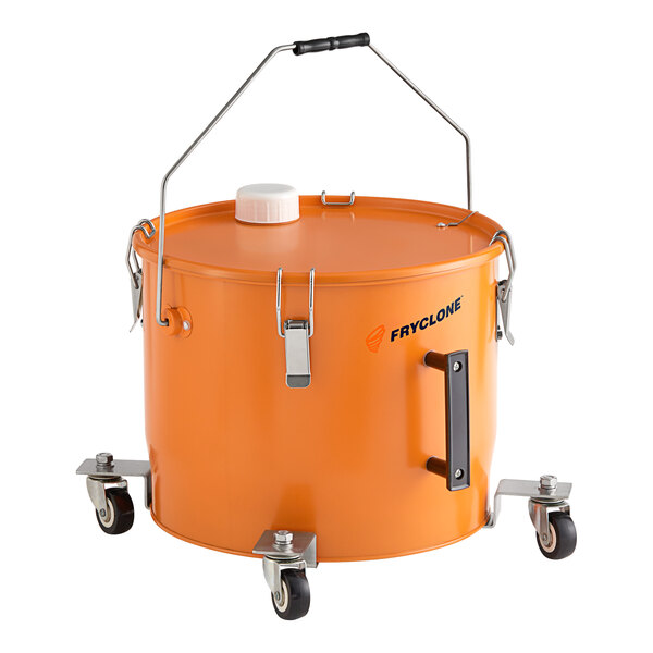 Fryclone Smart Pail 7 Gallon Orange Utility Oil Pail with Mobile Base