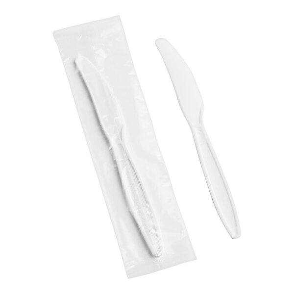 Choice White Extra Heavy Weight Wrapped Plastic Knife - 100/Pack