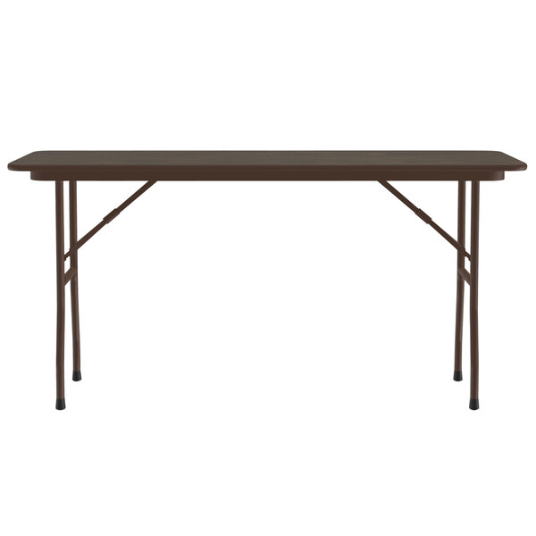 Correll Folding Table, 18" x 96" Melamine Top, Walnut