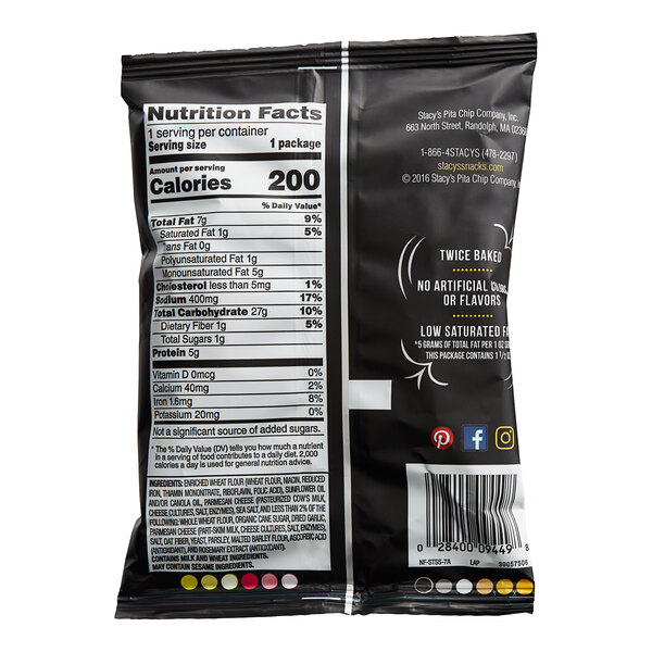 Stacy's Parmesan, Garlic, and Herb Pita Chips 1.5 oz. - 24/Case