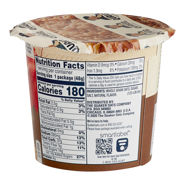Quaker Maple and Brown Sugar Instant Oatmeal Cup 1.69 oz. - 24/Case
