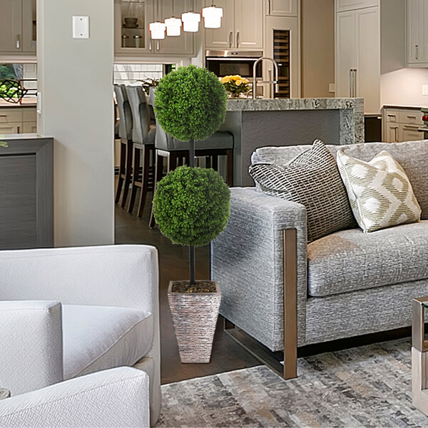 LCG Sales 55" Artificial Double Ball Topiary Boxwood Shrub in Faux ...