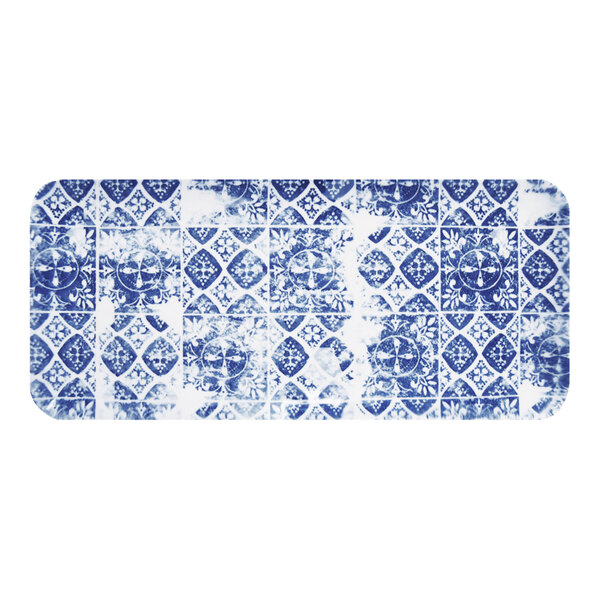 Dudson Maker's Porto 13 5/8 x 6 1/4" Blue Rectangular China Plate by ...