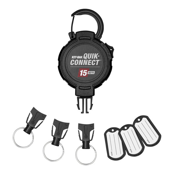 KEY-BAK Quik-Connect Keychain with Carabiner, (3) Quick Change Fittings ...