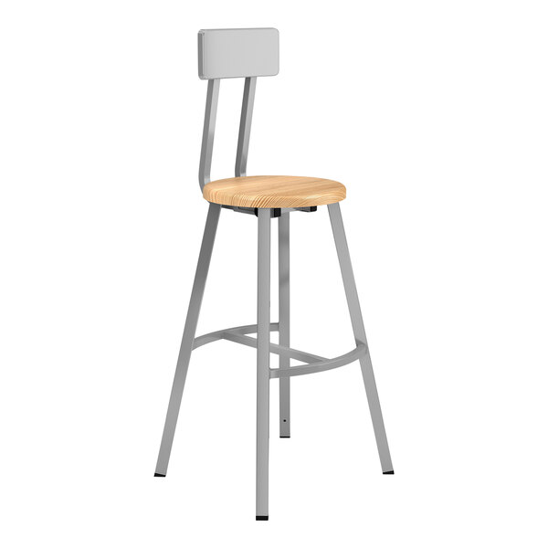 National Public Seating Titan 30" Gray Steel / Oak Lab Stool with ...