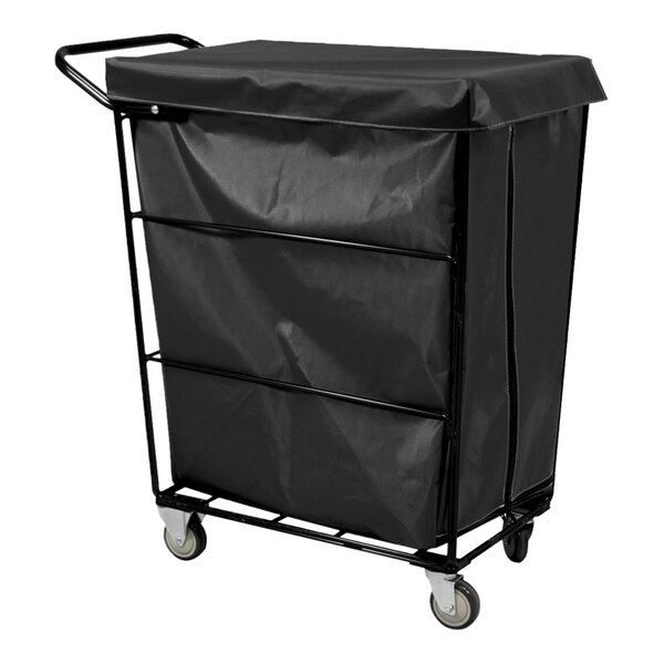 Royal Basket Trucks 12 Cu. Ft. Black Single Compartment Collection Cart with 2 Rigid / 2 Swivel ...