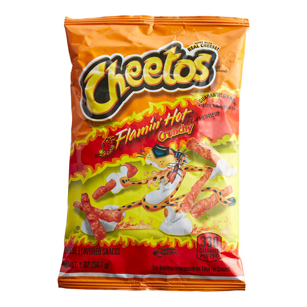 Cheetos Flamin' Hot Crunchy Cheese Flavored Snacks 2 oz. - 64/Case