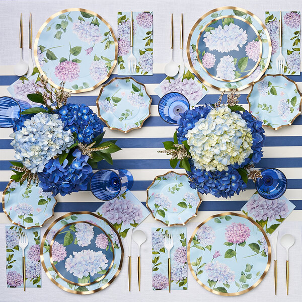 Sophistiplate 10 1/2" Hydrangeas Wavy Paper Dinner Plate - 96/Case