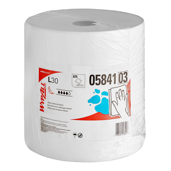 WypAll® L30 12 7/16" x 12 1/4" White Wiper 05841 - 875/Roll