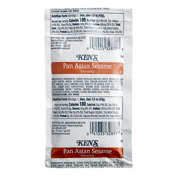 Ken's Foods Pan Asian Sesame Dressing Packet 1.5 oz. - 60/Case