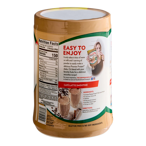 Premier Protein Cafe Latte Protein Powder with Caffeine 23.9 oz.