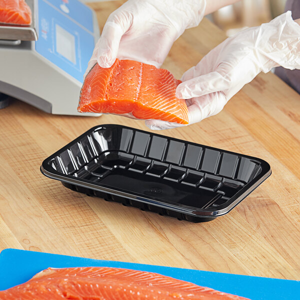 CKF 86562 (#2) 6" x 8 3/8" x 1 1/8" Black PET Plastic Meat Tray - 500/Case