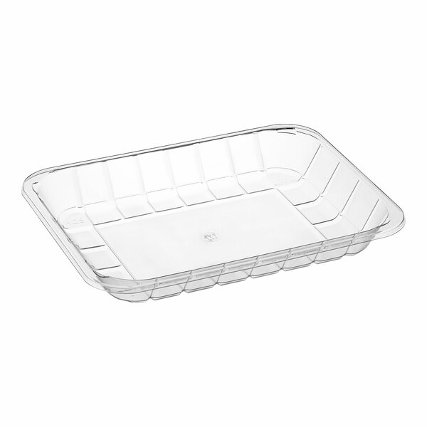 CKF 86680 (#8DP) 5 15/16" x 8 3/8" x 1 1/8" Clear PET Plastic Meat Tray ...