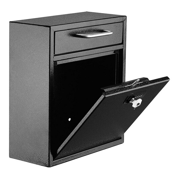 ADIRoffice 10 7/16" x 4 1/2" x 12" Black Steel Wall Mounted Drop Box ...