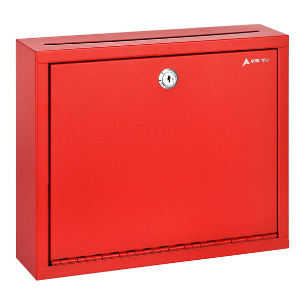ADIRoffice 12" x 3" x 10" Red Steel Wall Mounted Multi-Purpose Drop Box ...