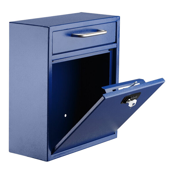 ADIRoffice 10 7/16" x 4 1/2" x 12" Blue Steel Wall Mounted Drop Box ...