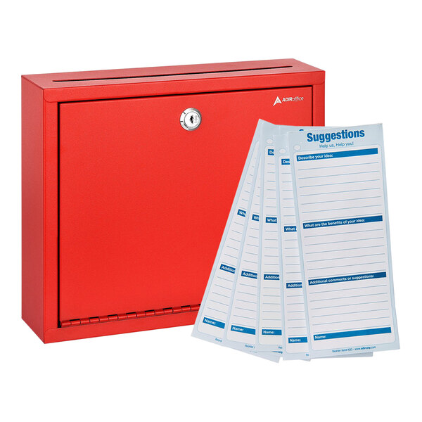 ADIRoffice 12" x 3" x 10" Red Steel Wall Mounted Multi-Purpose Drop Box ...