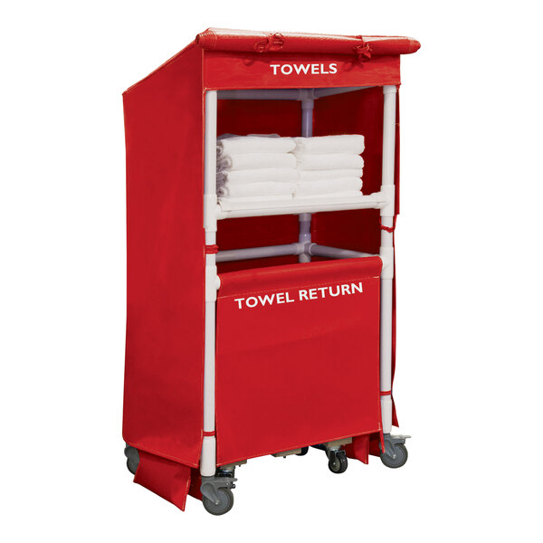 Royal Basket Trucks 32" Red Towel Station with 1 Shelf R32-RRX-S1A-4ULN