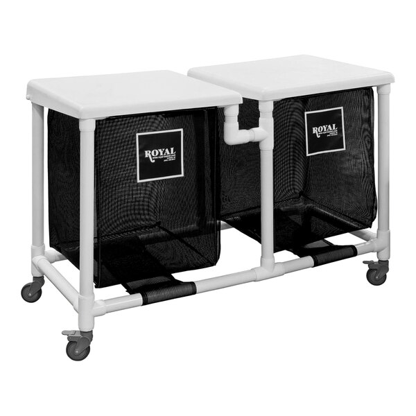 Royal Basket Trucks 35 Gallon Black Double Compartment PVC Hamper R35 ...