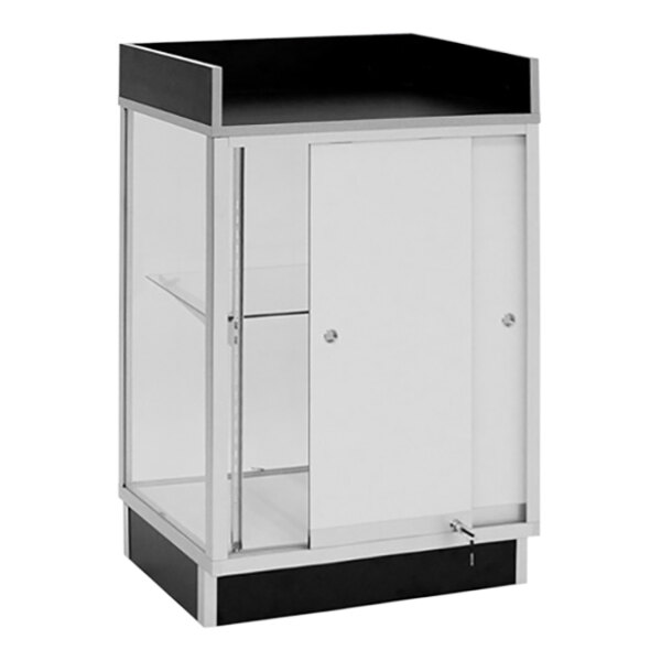 24" x 20" x 38" Metal Frame Black Cash Register Stand with Showcase