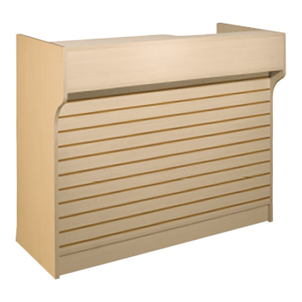 48" x 22" x 42" Maple Ledgetop Cash Register Counter with Slatwall Front