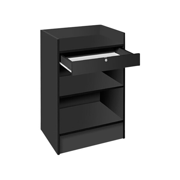24" x 18" x 38" Black Cash Register Stand with Locking Drawer