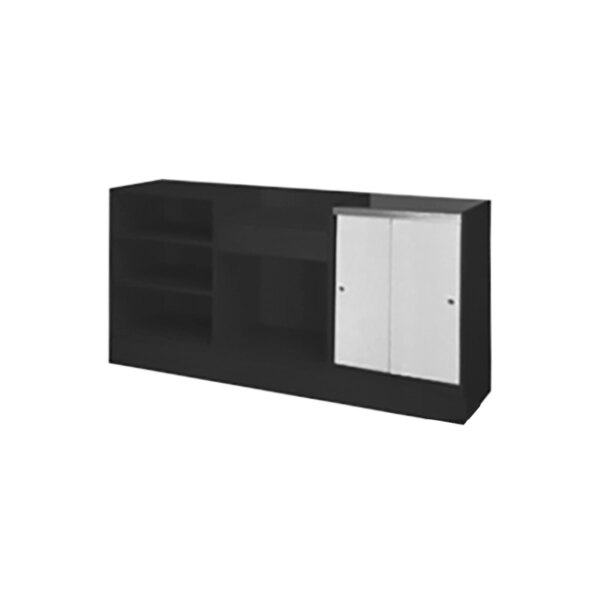 72" x 18" x 38" All-In-One Black Cash Register Checkout Service Counter ...