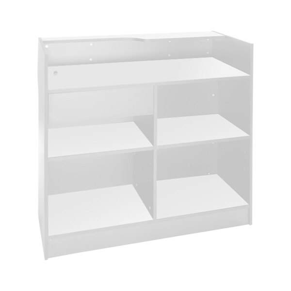 72" x 22" x 42" White Ledgetop Cash Register Counter with Slatwall Front