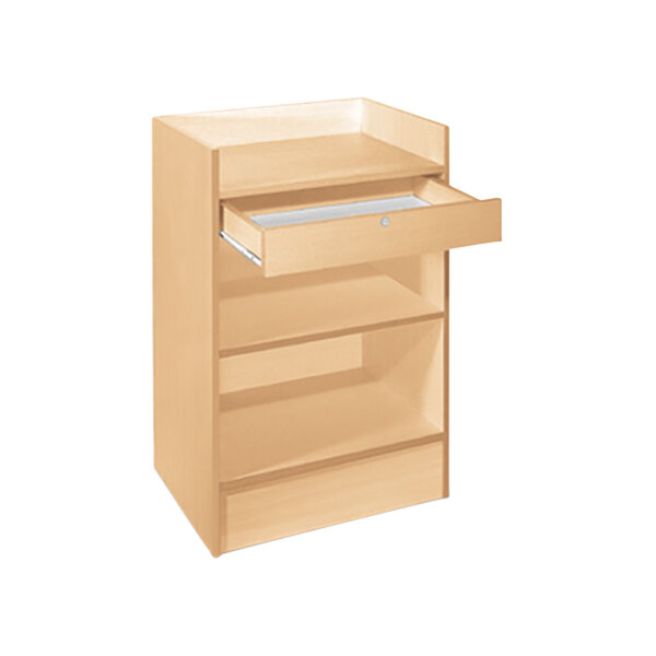 24" x 18" x 38" Maple Cash Register Stand with Locking Drawer