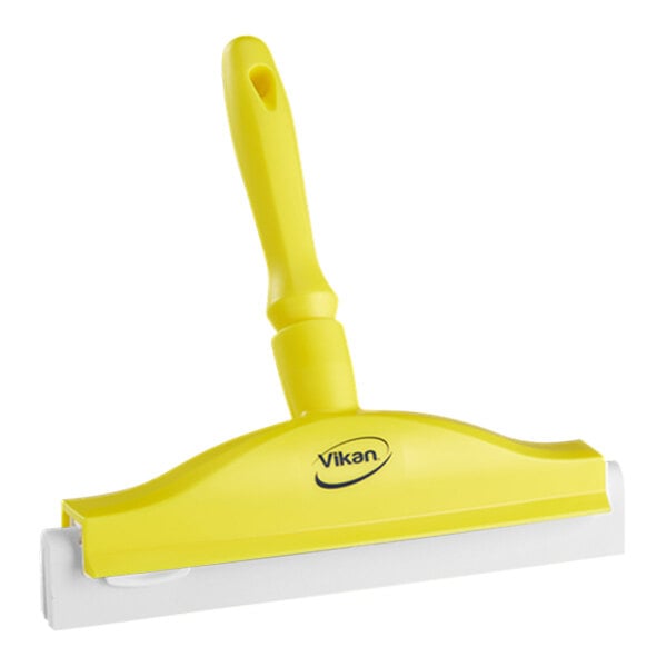 Vikan 77516 9 13/16" Yellow Double Blade Rubber Hand Squeegee with ...