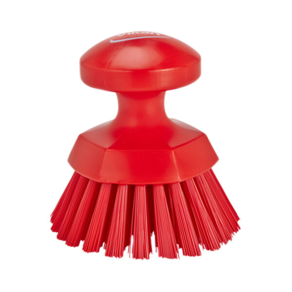 Vikan 38854 4 5/16" Red Round Scrub Brush with Stiff Bristles