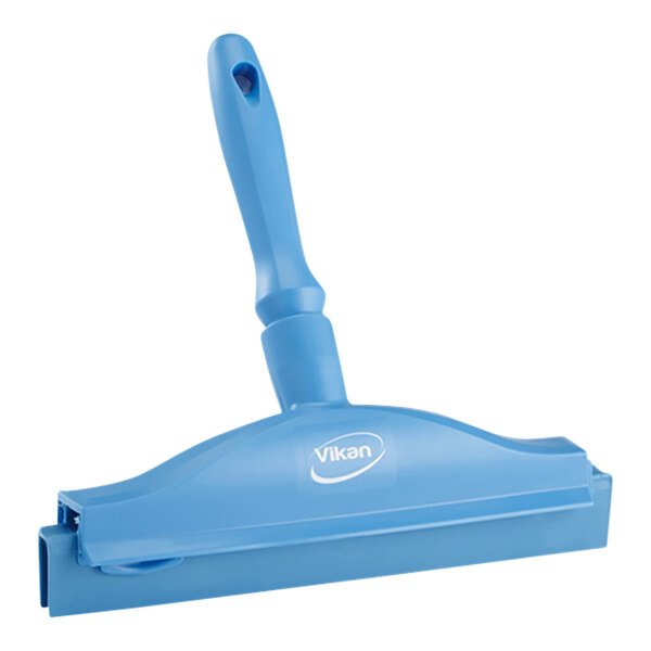 Vikan 77113 9 13/16" Blue Ultra-Hygienic Double Blade Rubber Hand ...