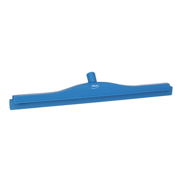 Vikan 77143 23 5/8" Blue Ultra-Hygienic Double Blade Rubber Floor Squeegee with Plastic Frame ...