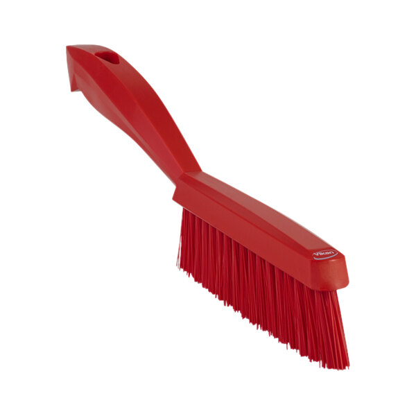 Vikan 41954 11 13/16" Red Narrow Hand Brush with Short Handle and Extra ...