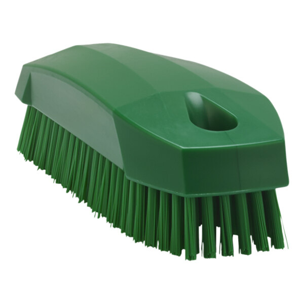 Vikan 64402 5 1/8" Green Hand / Nail Brush with Stiff Bristles