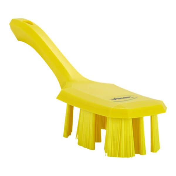 Vikan Ultra Safe Technology 41796 10 3/16" Yellow Hand Brush with Short ...