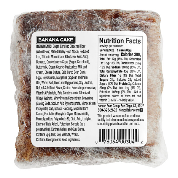Ne-Mo's Bakery Frozen Individually Wrapped Banana Cake Square 3 oz ...
