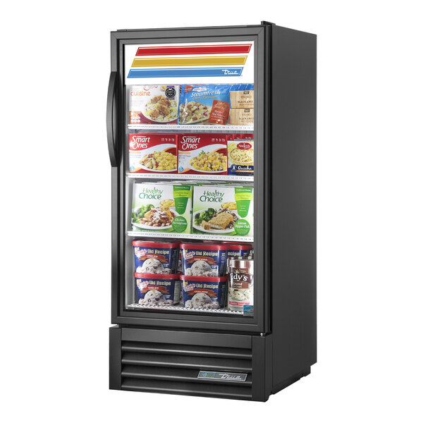 True GDM-10F-HC~TSL01 24 7/8" Black Glass Door Merchandiser Freezer ...