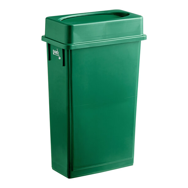 Lavex Janitorial 23 Gallon Dark Green Slim Rectangular Trash Can with ...