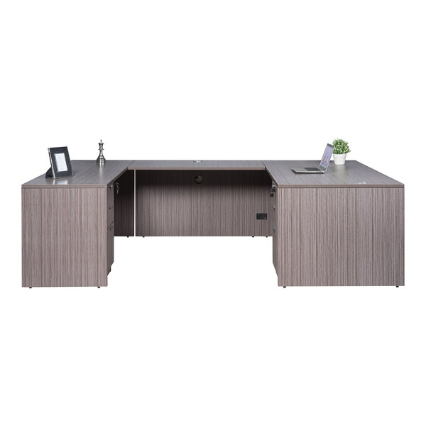 Boss Holland Series 66" Driftwood Laminate Desk Module with Bridge ...
