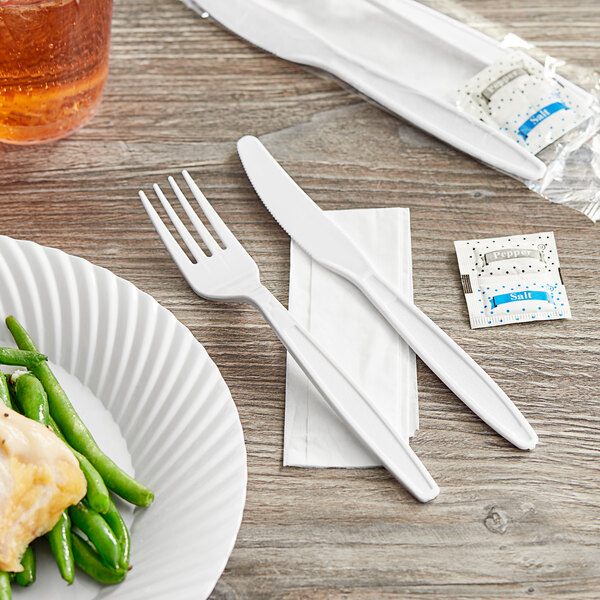 Choice White Heavy Weight Wrapped Polystyrene Plastic Fork and Knife ...
