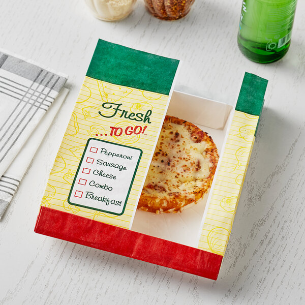 Bagcraft EcoCraft 7 1/2" x 11" "Fresh To Go!" Pizza Bag with Window and ...