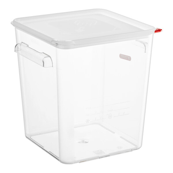 Araven 19 Qt. Clear Square Polycarbonate Food Storage Container with ...