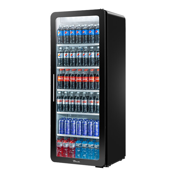 True CVM-13-HC~EGC01 24 7/8" Black Refrigerated Contemporary Glass Door ...