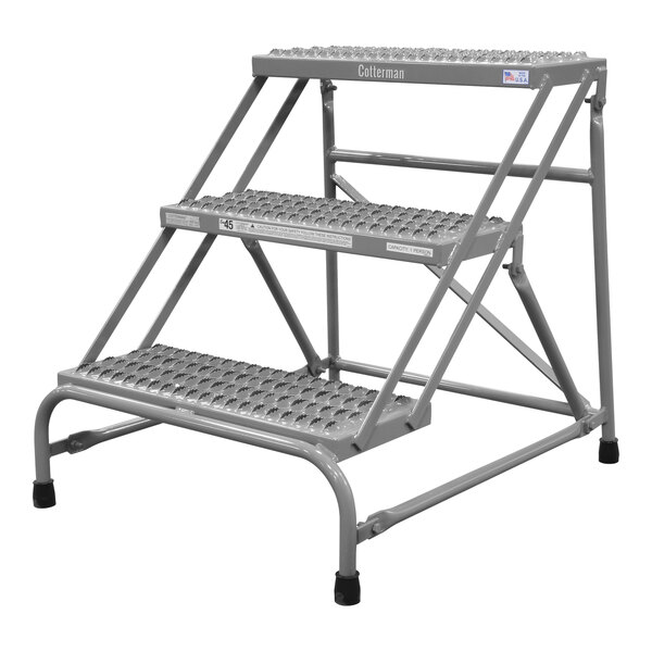 Cotterman 24" x 10" x 30" 3-Step Gray Powder-Coated Steel Step Stand ...