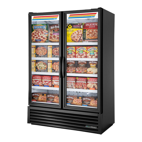 True FLM-54F~TSL01 53 7/8" Black Glass Door Merchandiser Freezer with ...