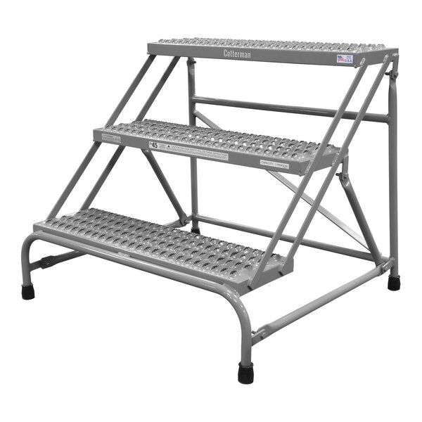 Cotterman 30" x 10" x 30" 3-Step Gray Powder-Coated Steel Step Stand ...
