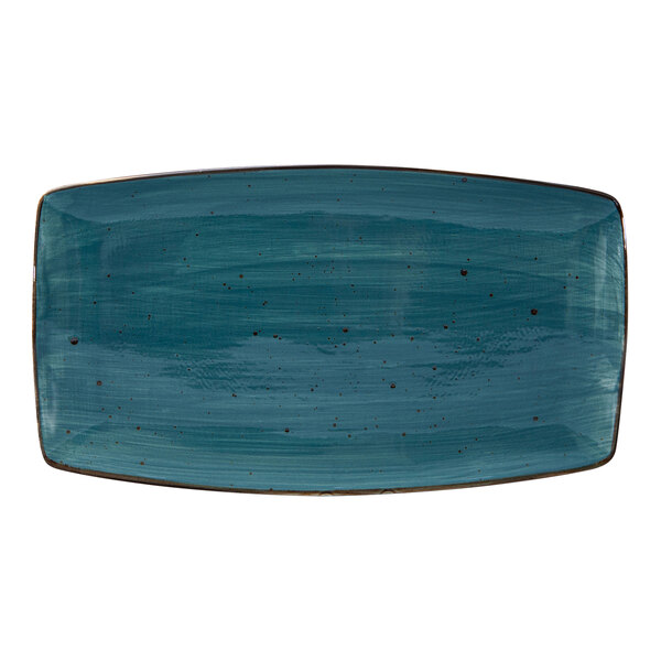 Tuxton TuxTrendz Artisan Geode 14" x 8" Azure Rectangular China Plate ...