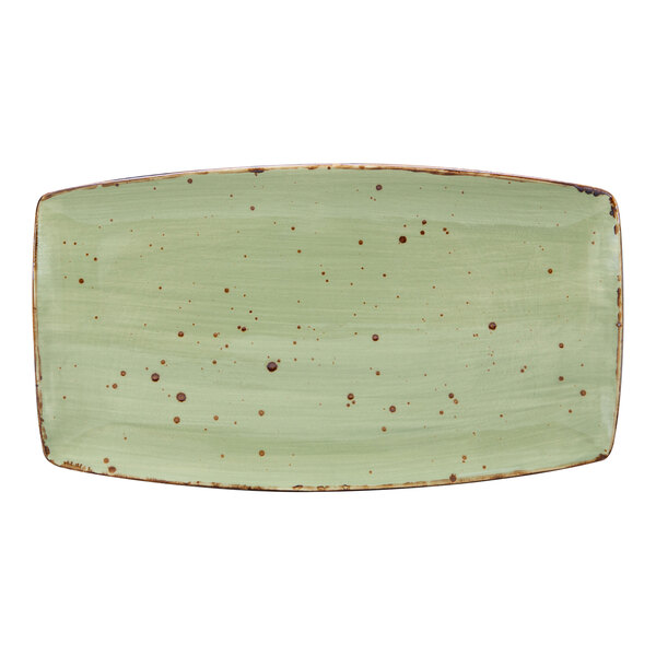 Tuxton TuxTrendz Artisan Geode 14" x 8" Olive Rectangular China Plate ...