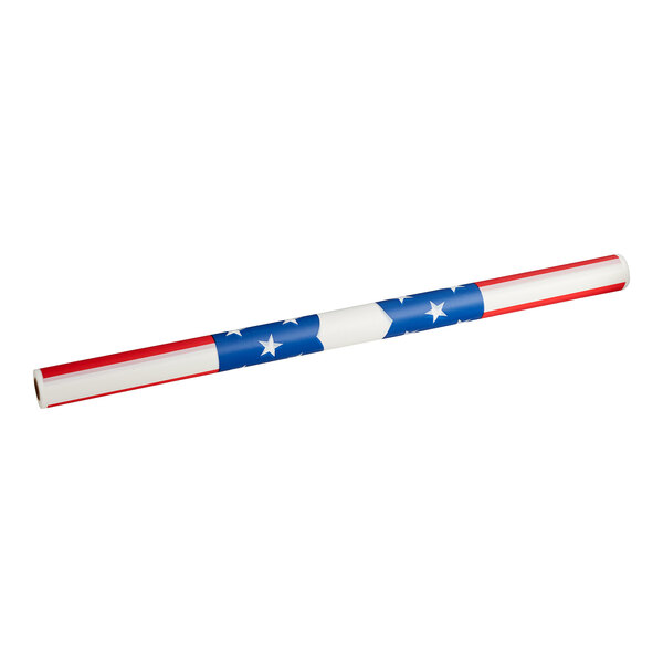 Table Mate 40" x 100' Stars and Stripes Plastic Table Cover Roll - 4/Case
